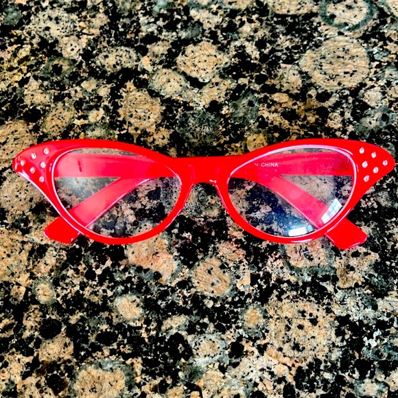 Accessories | 52 Red Cat Costume Glasses With Rhinstones | Poshmark